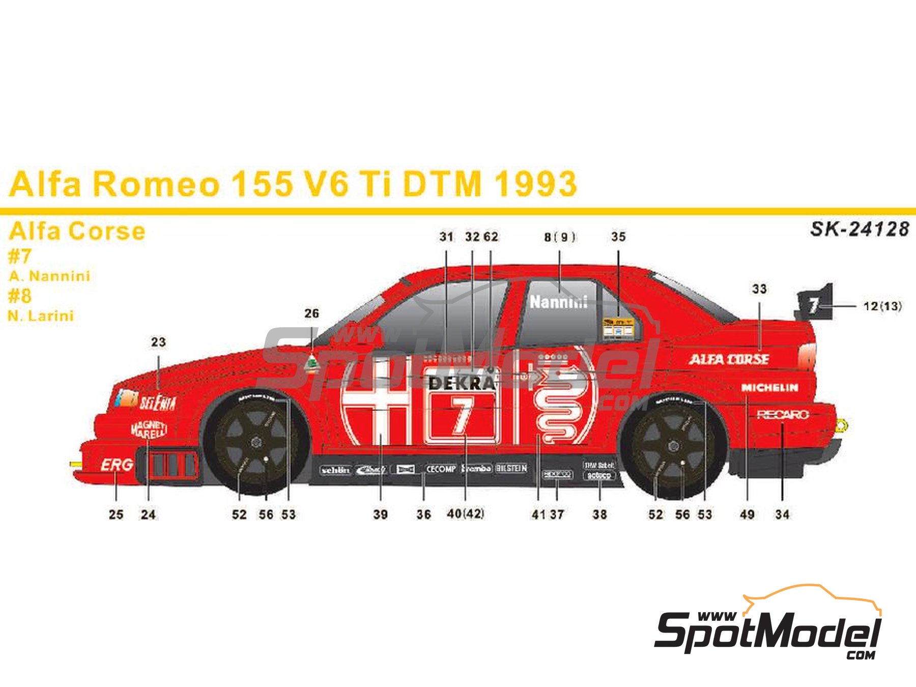SK Decals SK24128: Marking / livery 1/24 scale - Alfa Romeo 155 V6 TI Alfa Corse Team sponsored ...